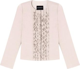 Emporio Armani Femme, Blouses et Chemises, Beige, Taille: 44 FR Veste en tissu textur&eacute; avec volants