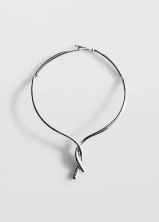 Mango Collier rigide avec naud argent - Femme - Taille unique - MANGO