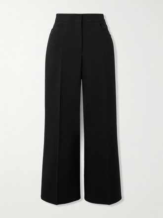 Jil Sander Pantalon Évasé Raccourci En Crêpe De Laine - Noir