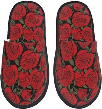 Generic Pantoufles Femmes Imprim&eacute; de fleurs roses Antid&eacute;rapant Chaussons en Feutre &eacute;l&eacute;gant Unisex Chausson Maison Int&eacute;rieur Hiver L