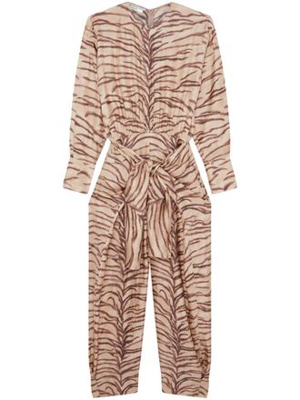 Stella McCartney combinaison en soie biologique &agrave; imprim&eacute; tigre - Tons neutres