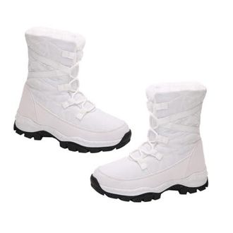 Holibanna Bottines de Neige pour Femme Hautes Doubl&eacute;es de Peluche Chaussures Chaudes DHiver Antid&eacute;rapantes Confortables et R&eacute;sistantes Taille 37 Couleur Blanche