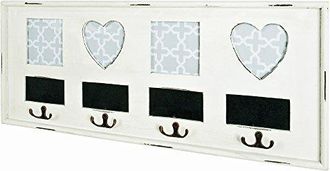 Haku Möbel Garderobenleiste, Hakenleiste, Kleiderhaken, Wandgarderobe, antikweiß, Massivholz, MDF - Maße: B 63 x H 26 x T 3 cm, Style: Industrial