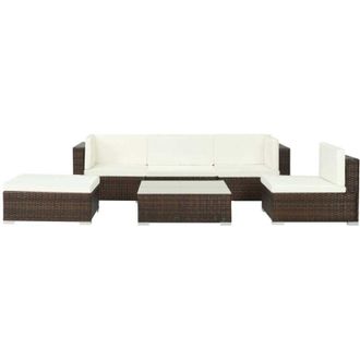 vidaXL Vidaxl - Salon de jardin 6 pcs avec coussins R&eacute;sine tress&eacute;e Marron