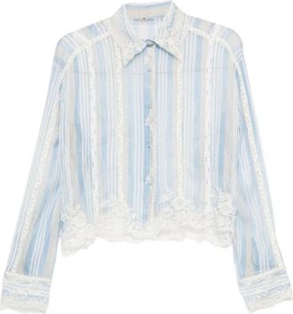 Ermanno Scervino Femme, Blouses et Chemises, Multicolore, Taille: 38 FR Chemise ray&eacute;e avec dentelle