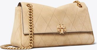 Tory Burch Damen Kleine, gesteppte Charlie Schultertasche aus Wildleder