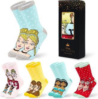 Disney Stitch Damen Socken, bunte warme Strümpfe mit Motiv, Geschenke für Frauen, Teenies, 5er-Pack (35-41 EU, Multi Princess)