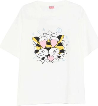 Kenzo Homme, Tops, Blanc, Taille: L Wild Tiger Oversized T-shirt