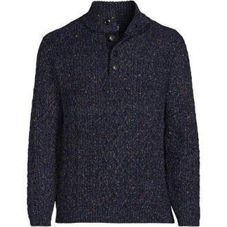 Lands End Zopfstrick-Pullover mit Stehkragen und Knopfleiste, Herren, Gr&ouml;&szlig;e:48-50 regular, Blau, Baumwolle/Polyester/Polyacryl, by Lands End