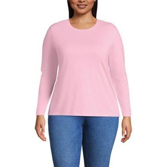 Lands End Supima-Shirt, Langarm, Damen, Gr&ouml;&szlig;e:48-50 plus, Pink, Baumwolle, by Lands End