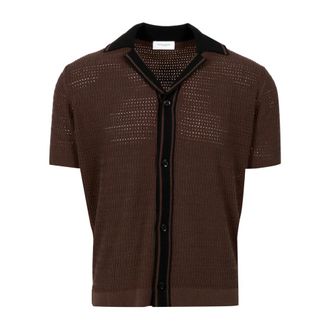 Paolo Pecora Homme, Pulls, Brun, Taille: M Silk Knit Polo