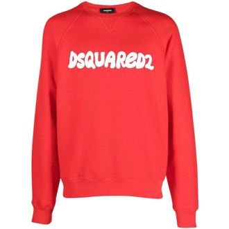 Dsquared2 Cool Fit Sketch Logo Roter Pullover Mit Rundhalsausschnitt