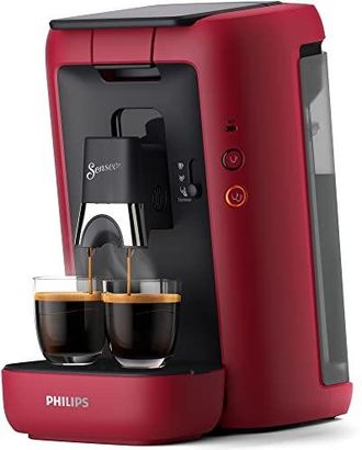Philips Senseo Maestro Kaffeepadmaschine mit Kaffeest&auml;rkewahl und Memo-Funktion, 1,2 Liter Wasserbeh&auml;lter, Gr&uuml;nes Produkt, Farbe: Rot (CSA260/90)