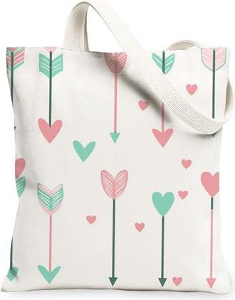 Generic Sacs fourre-tout en toile r&eacute;utilisables avec motif t&ecirc;te de fl&egrave;che, pour la Saint-Valentin, pour salle de sport, ext&eacute;rieur, voyage, 33 x 38 cm
