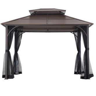 Sunjoy Direct Sunjoy - Gazebo en acier kaldi en marron - 307cm x 366cm