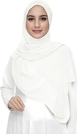 Lina & Lily Écharpe Hijab pour Femme Musulmane en Mousseline Rectangles, Tissu Léger et Fluide (Jaune Laiteux)