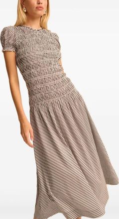 Reformation robe mi-longue froncée à carreaux vichy - Tons neutres