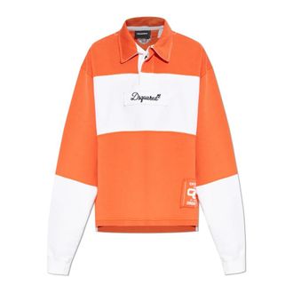 Dsquared2 Femme, Tops, Orange, Taille: 36 FR Polo avec Logo Brod&eacute;