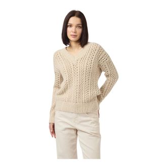 Eleventy Femme, Pulls, Beige, Taille: 40 FR V-Neck Knit