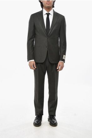 Corneliani CC COLLECTION Virgin Wool 2 -Buttons Suit with Patch Pockets Gr&ouml;&szlig;e 50