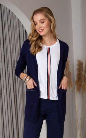 Passioni Cardigan mit kleinen Taschen und Glitzer Details in Unifarbe
