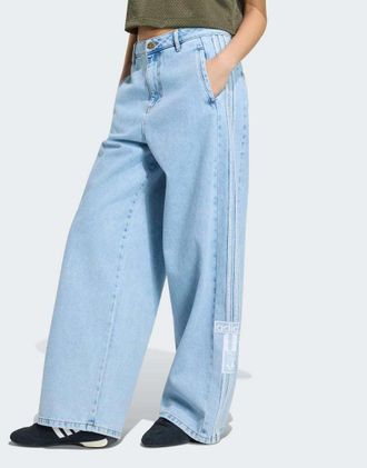 adidas Originals Adibreak pantalon en jean large taille mi-haute en denim clair-Bleu