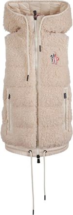 Moncler veste zipp&eacute;e &agrave; capuche en peau lain&eacute;e - Tons neutres