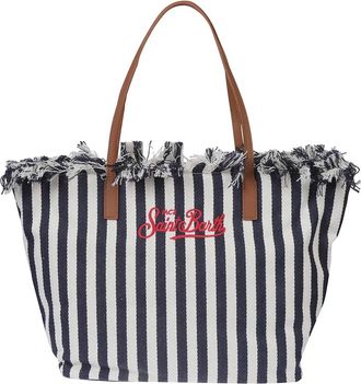 MC2 Saint Barth Femme, Sacs, Bleu, Taille: ONE Size City Striped Fringed Tote Bag