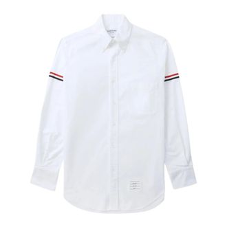 Thom Browne Homme, Chemises, Blanc, Taille: 46 FR Oxford Armbands Classic Shirt