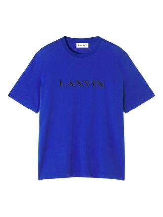 Lanvin t-shirt en coton à logo brodé - Bleu
