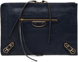 Balenciaga Clutches - Chevre Motocross Classic Metallic Edge Clutch - Gr. unisize - in Blau - f&uuml;r Damen