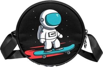 Generic Petit sac &agrave; bandouli&egrave;re Circle pour femme, skateboard, astronaute, petit sac &agrave; dos &agrave; bandouli&egrave;re avec fermeture &eacute;clair, bretelles r&eacute;glables, sac &agrave; mai