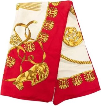 Herm&egrave;s Pre-owned Les Cavaliers dOr Silk Scarf - Femme - Pre-owned - Rouge - Taille: ONE Size
