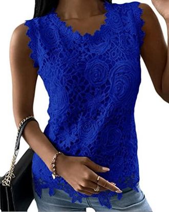 TOMWELL Chemisier Blouse Ample à Manches Longues Col Rond en Dentelle Pullover Jumper Casual Couleur Unie Blouse Mode T-Shirt Z Bleu M