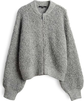 someday Damen Strickjacke | TILARA Loose Voluminöse Blousonjacke aus Bouclégarn Hazy Fog Melange, 40