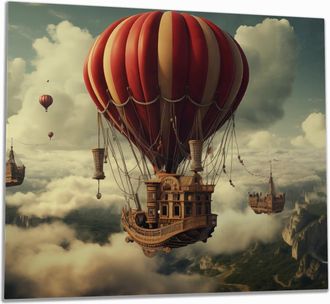 Wallario Herdabdeckplatte/Spritzschutz aus Glas, 1-teilig, 60x52cm mit 8mm hohen Füßen, für Ceran- und Induktionsherde, Schiffe über den Wolken