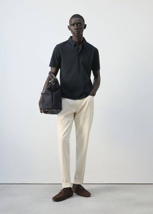 Mango Polo piqu&eacute; slim-fit bleu marine - Homme - XXL - MANGO MAN