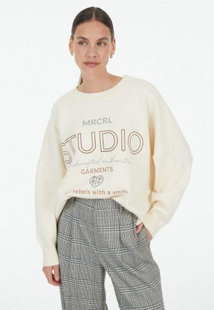 Marc Aurel Rundhalspullover mit Logo Stickerei