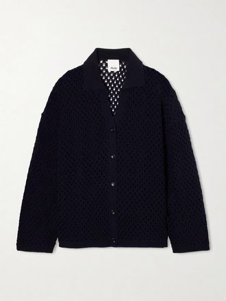 Allude Open-knit Wool And Cashmere-blend Overshirt - Black