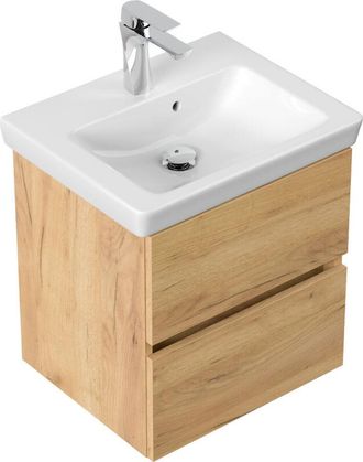 Magnolia Home Badm&ouml;bel mit Villeroy und Boch Subway 2.0 Waschbecken 50 cm eiche gold