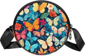 Generic Petit sac &agrave; bandouli&egrave;re circulaire pour femme, petit sac &agrave; bandouli&egrave;re avec fermeture &eacute;clair, bretelles r&eacute;glables, sac &agrave; main rond d&eacute;contract&eacute; pour fe