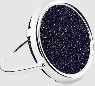 Ginette NY Bague Disc Blue Sandstone Or Blanc