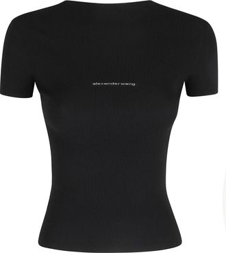 Alexander Wang Femme, Tops, Noir, Taille: 38 FR Top ras du cou avec logo jacquard