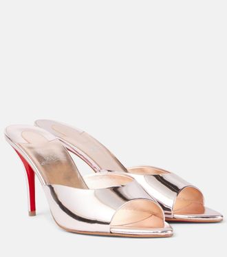 Christian Louboutin Pantoletten Miss Z 80 aus Metallic-Leder