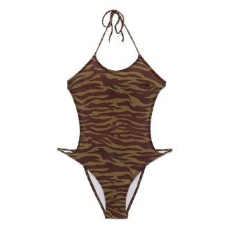 The Attico Femme, Maillots de bain, Vert, Taille: 36 FR Printed Halter One-piece