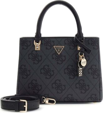 Guess Handtasche Umh&auml;ngetasche Noelle II Multi Compartment Satchel Coal Logo dunkelgrau