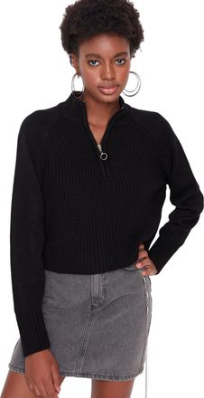 Trendyol Damen Twoaw22kz1632 Sweatshirt, Schwarz, M EU