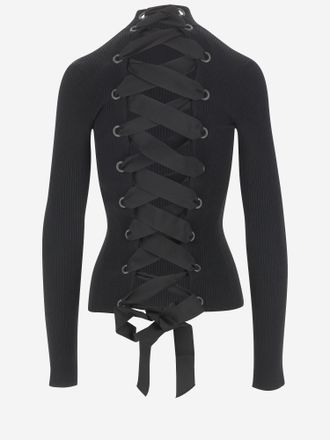Balenciaga Womens Viscose Blend Turtleneck Pullover Black Sweater