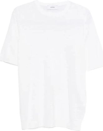 Lardini Homme, Tops, Blanc, Taille: S T-shirt en lin c&ocirc;tel&eacute;