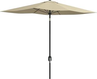 OUTSUNNY Parasol de jardin Parasol droit rectangulaire inclinable 2 x 3 m avec manivelle toile polyester imperm&eacute;abilis&eacute;e haute densit&eacute; 180 g/m&sup2; cr&egrave;me